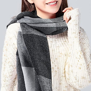 YSense Women's Long Plaid Blanket Scarf Chunky Oversized Winter Fall Warm Scarf Big Tartan Scarves Wrap Shawl Ladies Gifts