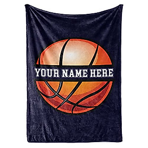 Personalized Basketball Blanket | Soft & Warm Athlete Throw Blanket | Custom Blanket for Kids, Adults | Personalized Blanket for Couch, Sofa, Bedding | Gift for Birthday & Christmas (Fleece – 50x60)