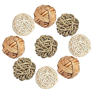 VCZONE Bunny Chew Toys, Rabbit Pet Tooth Chew Toys Organic Natural Apple Wood Grass Cake Ideal for Bunny, Chinchilla, Guinea Pigs, Hamsters Teeth Grinding (9 Pack)