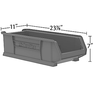 Akro-Mils 30286 Super-Size AkroBin Heavy Duty Stackable Storage Bin Plastic Container, (24-Inch L x 11-Inch W x 7-Inch H), Red, (4-Pack)