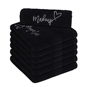 ZUPERIA Makeup Wash Cloths for Showering - 100% Cotton Lint-Free (12x12 Inches, Packof 6, Black) Medium Weight Face Wash Cloths, Multi-Purpose Wash Cloths for Bathroom, Hotel and Spa