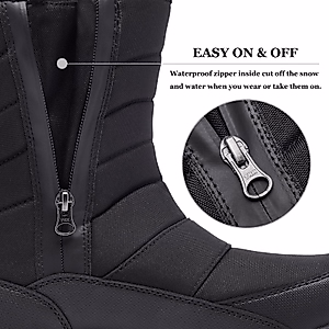 SILENTCARE Mens Winter Mid-Calf Snow Boot Fur Warm Waterproof Slip On Outdoor Athletic