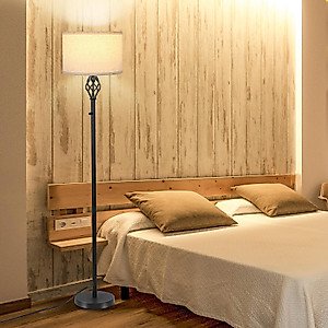 Floor Lamps for Living Room, Standing Lamp, Modern Floor lamp with Linen Shade, Rotary Switch, LED Bulb Included(10W 1000LM), Stepless Dimmable Floor Lamp for Bedroom, Reading Tall Lamp for Office