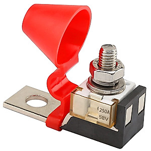 AUCELI Terminal Fuse Block Kit, 250A 58V DC Maximum, Single Stud 5/16" (M8) Compact Marine Rated Battery Fuse and Waterproof Terminal Mount Fuse Block Combo Pack Replacement for Boat Truck RV