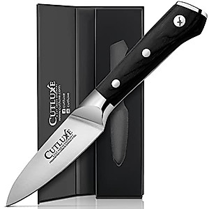 Cutluxe Paring Knife – 3.5" Small Kitchen Knife, Peeling Knife with Razor Sharp Blade – Forged High Carbon German Steel – Full Tang & Ergonomic Handle Design – Artisan Series