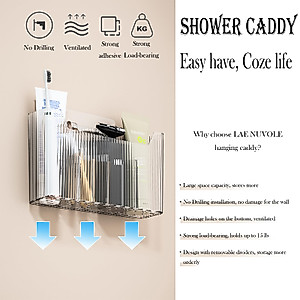 Lae Nuvole 2 Pack Adhesive Mount Cabinet Door Organizer, Wall Mounted Bathroom Organizers and Storage Bins Plastic Stackable Shower Caddy Hanging Floating Shelves for Narrow Space, BPA Free (Clear)