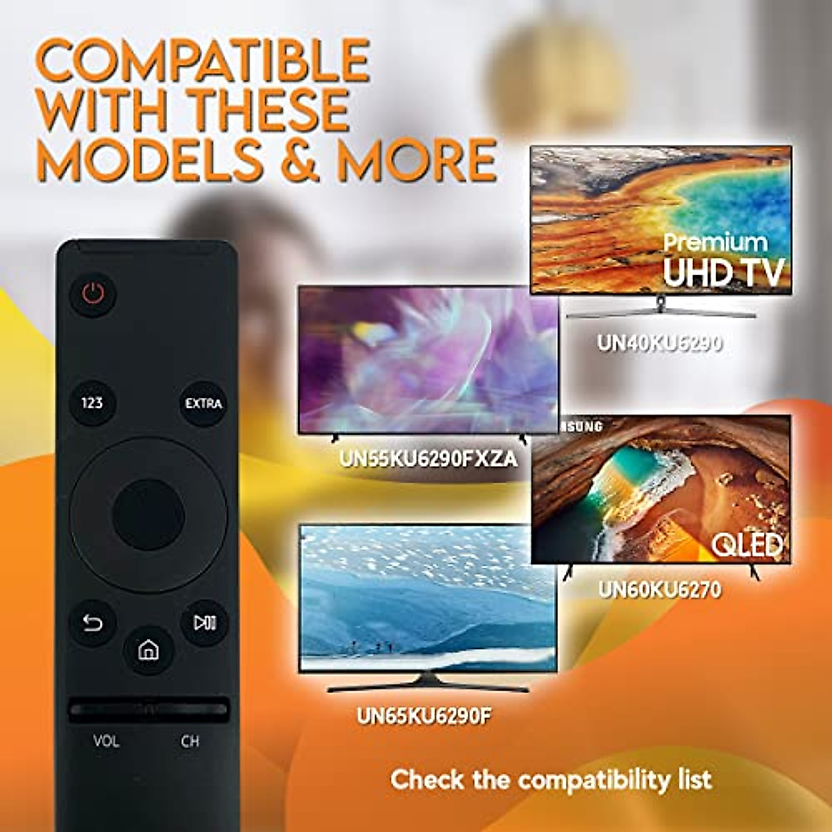Replacement TV Remote Controller Fit for 4K Smart Samsung Television QN, UE, UN and MU 24/28/32/40/43/49/50/55/65/75/78/82/88 QLED and MU Models