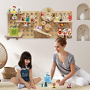 Agekub Tonie Shelf Set of 2 for Tonies and Toniebox Magnetic Wooden Floating Montessori Tonie Shelf for 75 Tonie Figures and Box for Girls and Boys Creative Wall Hanging Mounted Storage