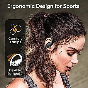 GNMN Bluetooth Headphones Wireless Earbuds V5.3 Over Ear Buds 50Hrs Playback Wireless Charging Case Waterproof Earphones Sports Headset with Earhooks & Dual Power Display for Running Workout