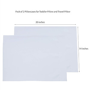 CaSaJa 2 Pack White Soft Toddler Pillowcases, 14"x20", Fits Toddler Travel Baby Pillow Sized 12"x16" 13"x18" 14"x19", Kids Bedding Pillow Cover, Envelope Closure Machine Washable and Easy Care