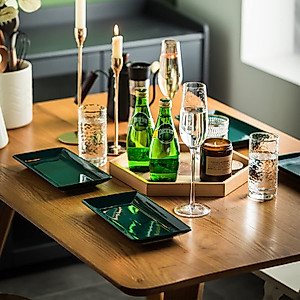 Gomakren Serving Platter for Party Serving Dishes and Platters Christmas Serving Trays for Entertaining 10 inch Set of 2 Porcelain Sushi Taco Turkey Salad Appetizer Chips Dip Plate Green