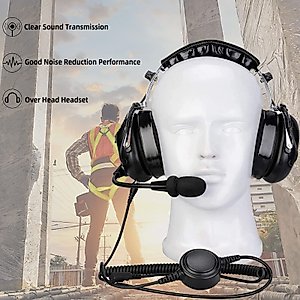 Retevis Noise Reduction Walkie Talkie Headset,Volume Adjust RT22 RT21 H-777 RT68 NR10 RT86,Compatible with Baofeng UV-5R 5RM Samcom Rugged Radios,Two Way Radio Headset with Mic(1 Pack)