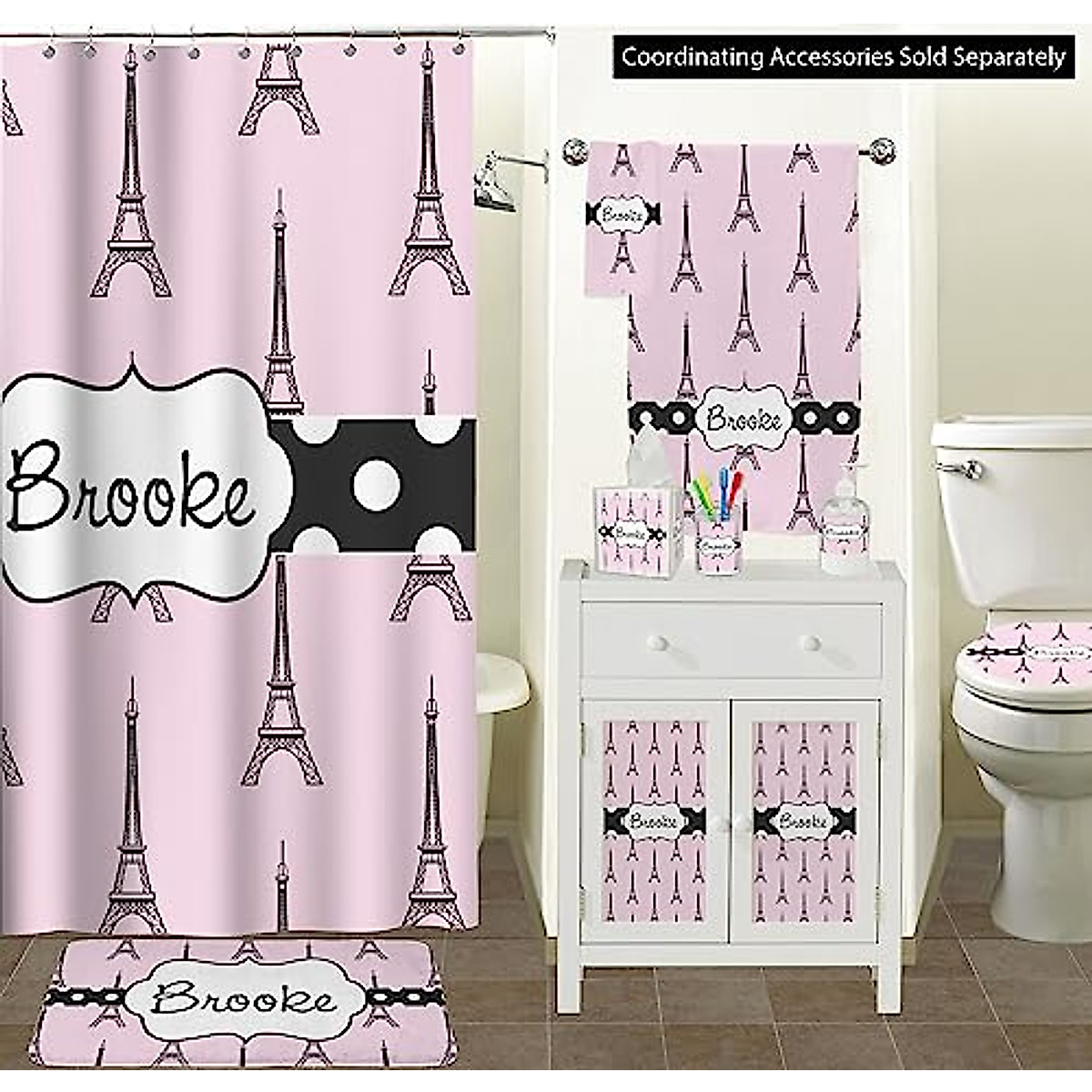 RNK Shops Eiffel Tower Waste Basket - Single Sided (Black) (Personalized)