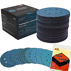 80pcs 5 inch Sanding Discs Hook and Loop Diamond Shape, Anti-Clogging Orbital Sander Sandpaper 60 80 120 180 220 320 400 600 Grit, Aluminum Oxide Sandpaper 8 Holes by S&F STEAD & FAST