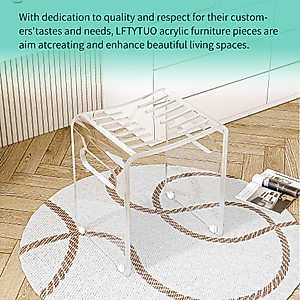 LFTYTUO Acrylic Anti-Skip Shower Bench, Clear Shower Stool for Inside Shower, Modern Shower Chair with Curved Seat & Water Leaking Hole 300LBS Weight Capacity