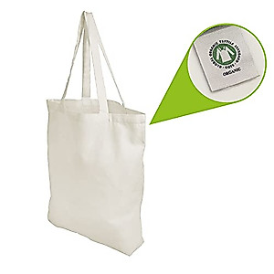 Canvas Bags with Handles - Plain Natural Cotton Totes Made from Organic Fabric, Reusable Cloth Shopping Bags for Grocery, Market, Beach, Pool, Gifts, DIY, Washable & Eco Friendly 4 Pcs – 15.7x3.3x15.7