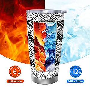 quopvn Black White Tan Zigzag Print 20oz Car Cup Ps Material Lid, Perfect For Hot & Cold Drinks