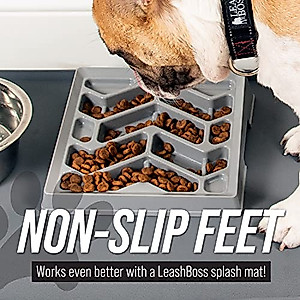 Leashboss Slow Feeder Dog Bowl for Flat Face Breeds, Tilted Slow Feed Bowl for Dogs & Cats, Slanted Maze Food Bowl for French Bulldogs, Pugs, Boston Terriers, Flat Face Dog Bowls Large, Small Breed