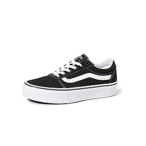 Vans Women's Ward Platform Low-Top Sneakers, Black ((Canvas) Black/White 187), 7.5