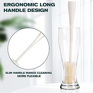 BEDELITE Water Baby Bottle Brush Cleaner, Long Handle Sponge Cleaning Brush, Bottle Cleaner Brush with Straw Cleaner for Washing Baby Bottles, Glasswares, Narrow Cup, Beige, 1 Pack