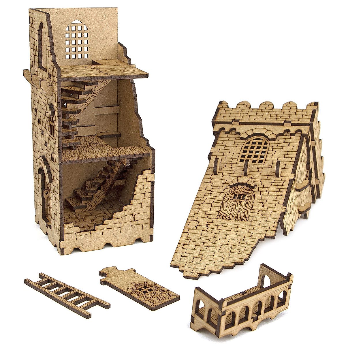 TowerRex 3D Modular Battle Map D&D Terrain Prison Buildings - DND Accessories, Set for Dungeons & Dragons, Pathfinder, Warhammer, Tabletop Battle mat Grid, Wargaming Terrain for 32mm 28mm Miniatures