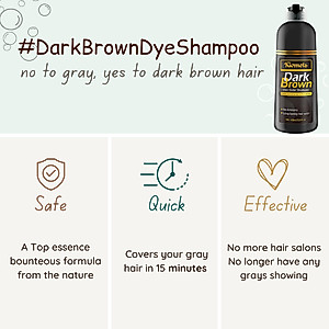 KILOMETS Dark Brown Hair Color Dye Shampoo, 400ml - 100% Grey Coverage in Minutes, Ammonia Free - Gray Silver Hair Dye Shampoo