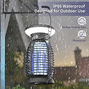 Outdoor Solar Bug Zapper,Mosquito Killer Bug Zapper with LED Light | 4000mAh | IP66 Waterproof | 2200V High Voltage Grid for Home, Patio, Lawn & Garden