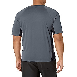 Kanu Surf Men's Standard Short Sleeve UPF 50 Swim Rash Guard Sun Shirt (Regular & Extended Sizes), Charcoal/Black, X-Large