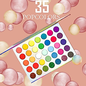 Jutoe Eyeshadow Palette,35 Colors High Pigmented Makeup Palette Matte And Shimmer Glitter Powder Eye Shadow Waterproof Long Lasting Eye Shadow Palette(Style 2)