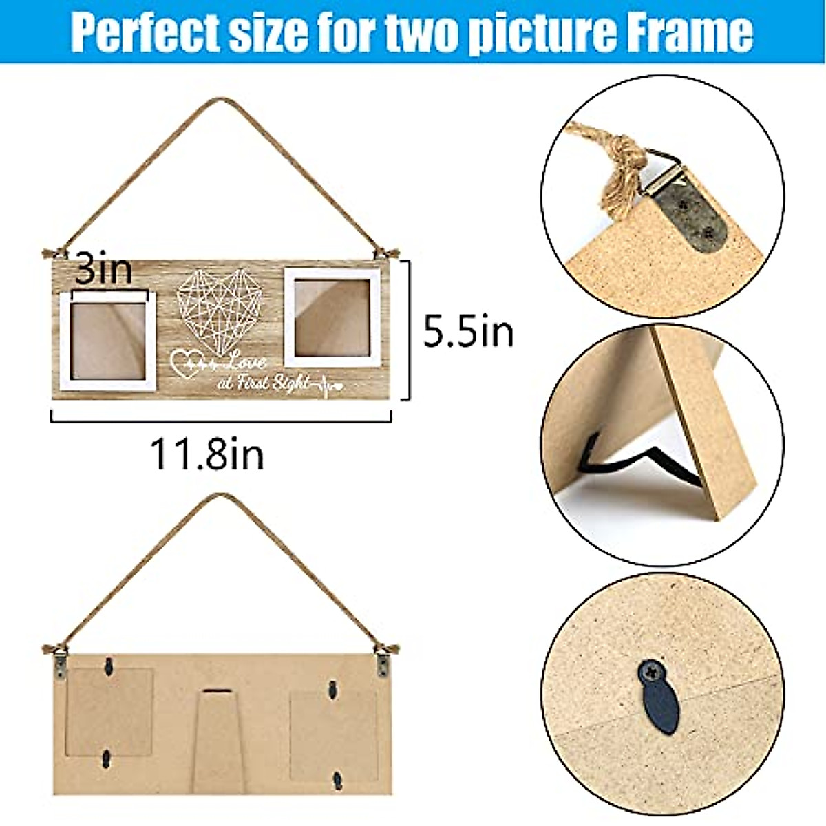 Baby’s First Sonogram Frame,Sonogram Ultrasound Frame for Two Scan Photo Keepsake Frame Gift for Pregnant Mom to be (Love At First Sign) (Love At First Sign)