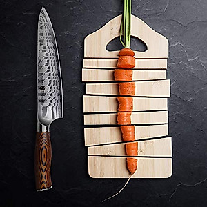 TUO Damascus Chef's Knife - Kitchen Knives - Japanese AUS10 HC 67 Layers Steel with Dragon Pattern - Ergonomic Pakkawood Handle - 8" - Fiery Phoenix Series Including Gift Box