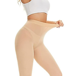 DUCMODA Women's 2-5 Pairs Semi-opaque Soft Tights Comfort High Waistband 70 Denier Pantyhose-Beige-2 Pairs-S-M