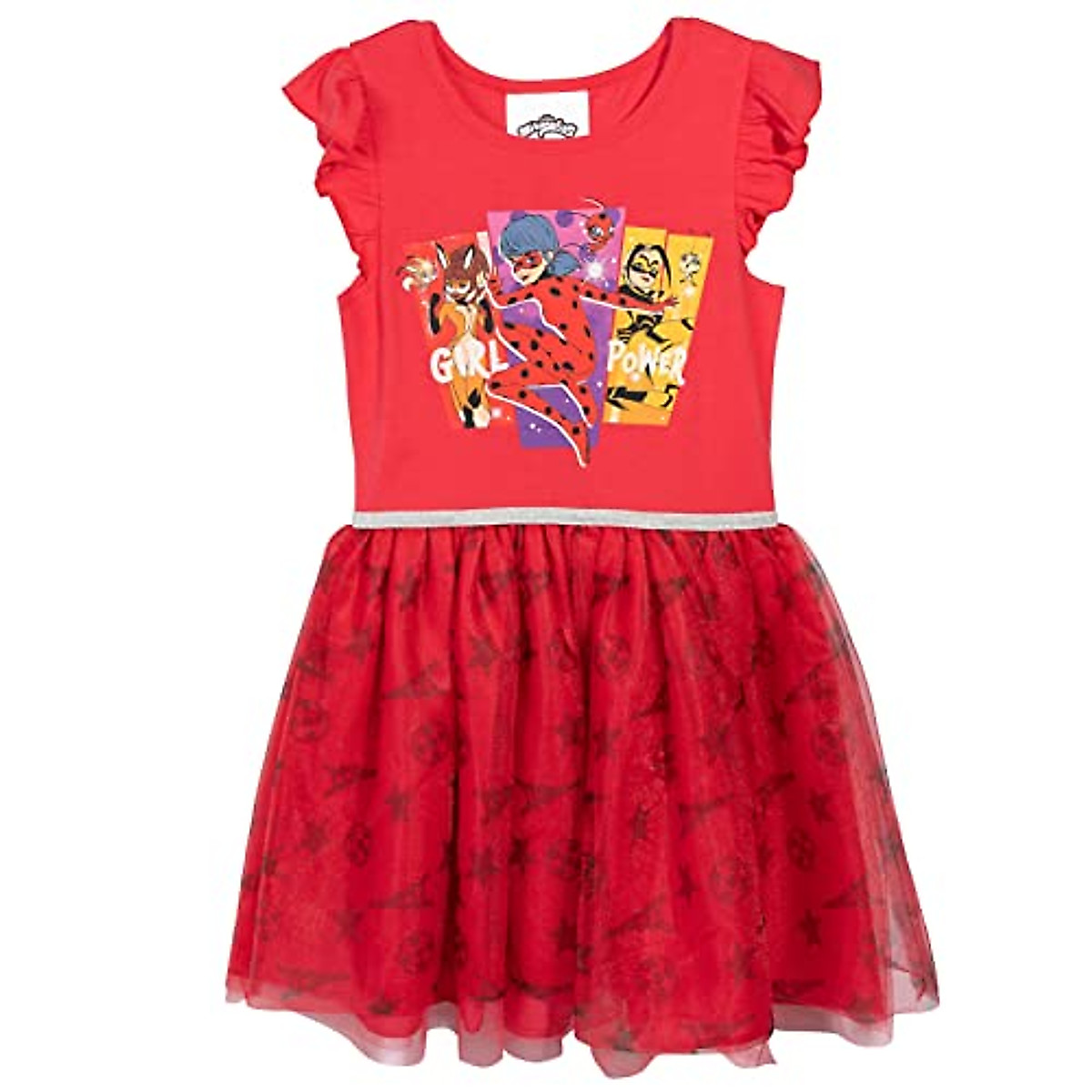 Miraculous Ladybug Rena Rouge Big Girls Tulle Dress Red 10-12