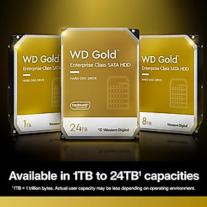 Western Digital 10TB WD Gold Enterprise Class Internal Hard Drive - 7200 RPM Class, SATA 6 Gb/s, 256 MB Cache, 3.5" - WD102KRYZ