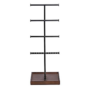 Amazon Basics Four-Tier Jewelry Tree Stand - Walnut/Black