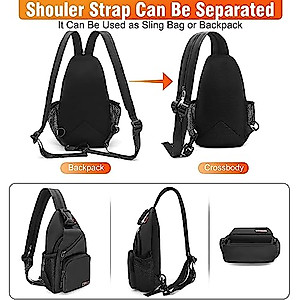 Afreter Crossbody Sling Backpack Men and Women Sling Bag Shoulder Backpack Travel Hiking Chest Bag Daypack (Black)