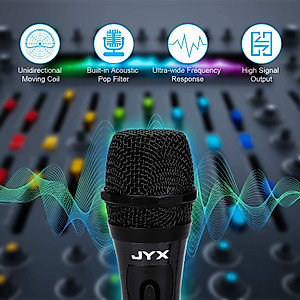 JYX Dynamic Vocal Karaoke Microphone, Handheld Wired Microphone with ON/Off Switch, for Karaoke Machine/Speaker/Amp/Mixer/PA System