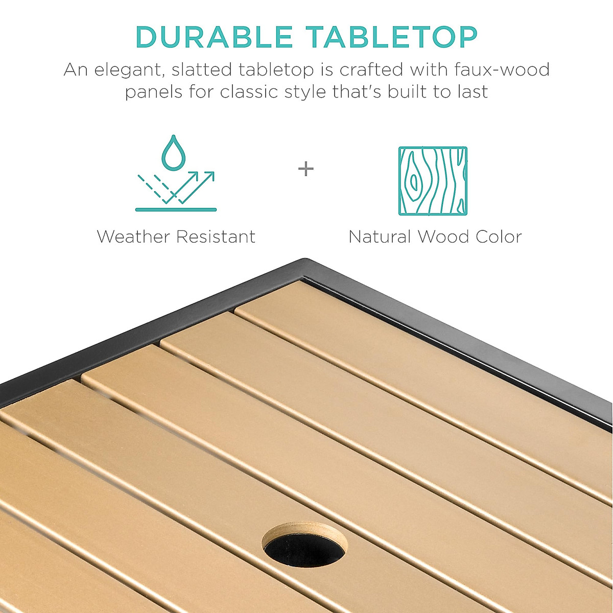 Best Choice Products Wicker Side Table with Umbrella Hole, Square PE Rattan Outdoor End Table for Patio, Garden, Poolside, Deck w/UV-Resistant Frame, Storage Space - Brown