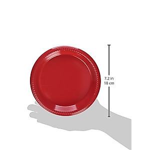 Amscan Big Party Pack Plastic Plates | Apple Red | 50 Pcs, 7-Inch