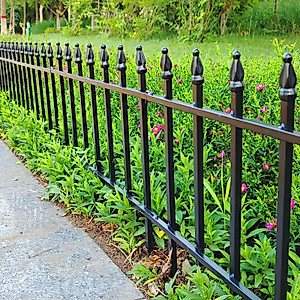 Thealyn Metal Decorative Garden Fence 22" Wide x 18" High (5 Panels, Total Length 9.17 feet), Metal Border Folding Fence, Landscape Fencing for Flower Bed, Yard, Animal Barrier (Black)