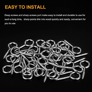 Powlankou 40 Pieces 2 inch Screw Eyes, Nickel Plated Steel Screw Eyes, Self Tapping Screw Hooks, Metal Eye Hooks, Eyelet Screws