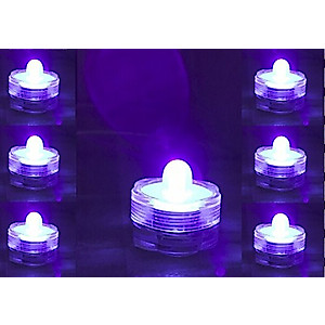 Bright Led Underwater Submersible Waterproof Floral Decoration Tea Light Candle for Wedding/Party/Xmas Decoration (Blue -Purple 12pcs)