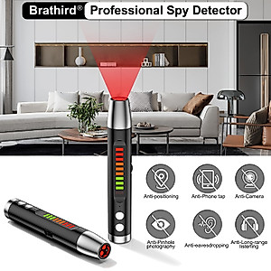 Brathird Spy Detector, Hidden Camera Detectors, Camera Finder, RF/Bug Signal Scanning/Magnetic Field Detection/IR Mode Detection for GPS Tracker, Spy Camera Detector Finder for Travel, Office, Car