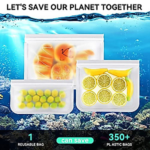 WATOTGAFER Reusable Food Storage Bags, 10 Pack BPA Free Reusable Freezer Bags, Extra Thick Leakproof Food Grade Silicone Lunch Food Bags for Meat Veggies 2 Gallon Bags 4 Sandwich Bags 4 Snack Bags