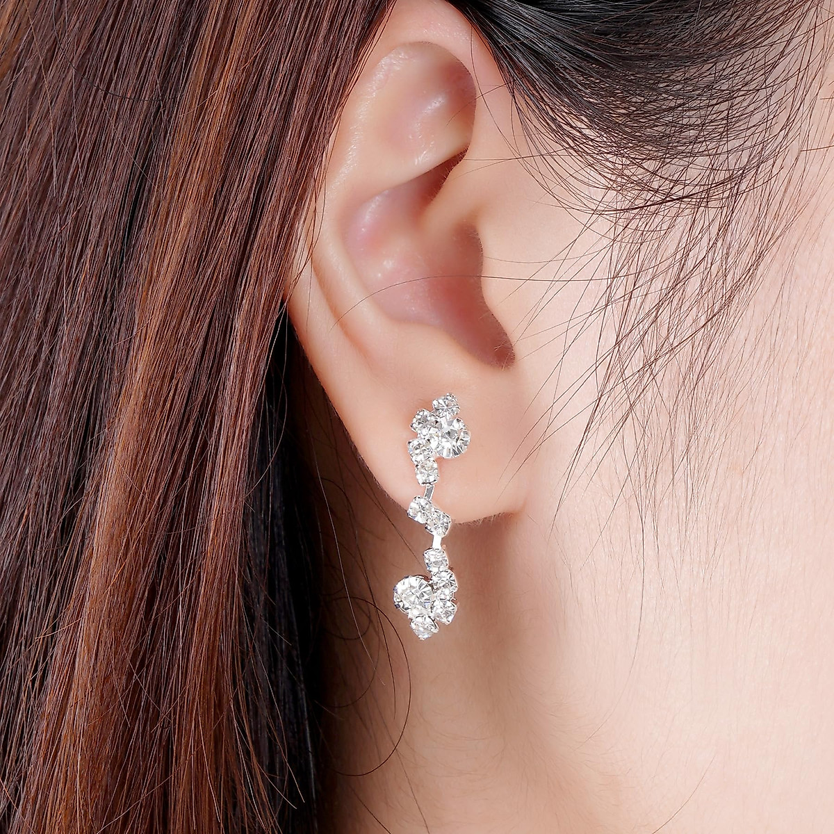 Jmkcoz Women Jewelry Set Silver Necklace Earrings Bracelet Rhinestone Crystal Bridal Wedding Jewelry Sets for Brides Bridesmaid Wedding Party (Style 2)