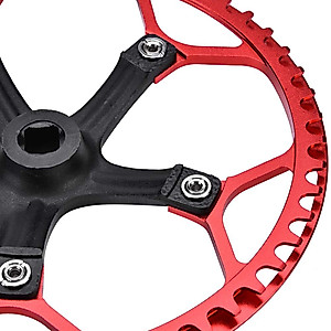Dilwe Bike Crankset Set, 45T 47T Single Speed Crank Set with 2 Cranks for Folding Bikes Mountain Road Bike (45T-Black + Red)