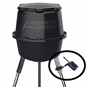 AMERICAN HUNTER 6V Power Universal Versatile Durable Solar Panel with Battery and Mounting Brackets Included for Game Feeders,Black