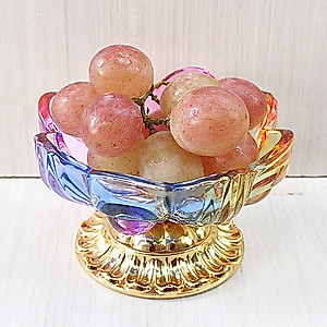 Beavorty Lotus Glass Fruit Tray Buddhist Plate Offering Bowl Tabletop Footed Fruit Plates Art Glass Bowl for Kitchen Centerpiece Dessert Cake