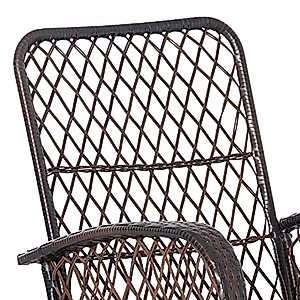 Outsunny Outdoor Wicker Rocking Chair with Wide Seat, Thick, Soft Cushion, Rattan Rocker w/Steel Frame, High Weight Capacity for Patio, Garden, Backyard, Grey