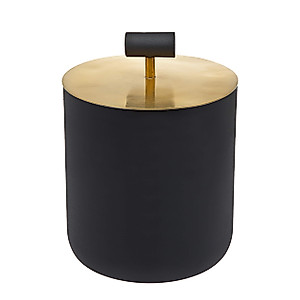 Wine Cooler Ice Bucket with Lid Beverage Chiller Barware Black and Gold - Godinger